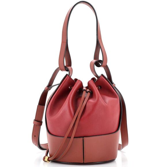 Loewe | Bags | Loewe Balloon Bucket Bag Leather Small Brown Red | Poshmark
